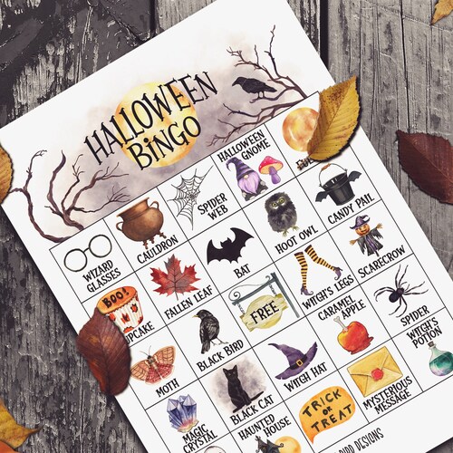 Printable Halloween Bingo Game Activity With 50 Unique Cards - Etsy