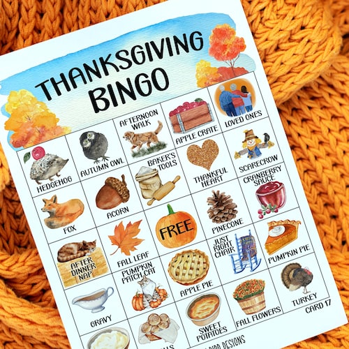 Printable Thanksgiving Bingo Game Activity With 50 Unique - Etsy