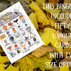 Printable Halloween Bingo Game Activity With 50 Unique Cards for Kids ...