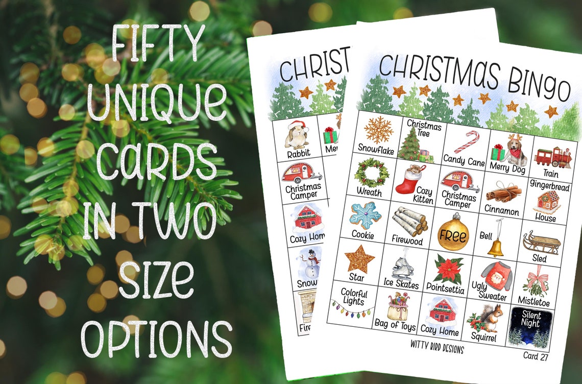 Printable Christmas Bingo Game Activity With 50 Unique Cards for Kids ...