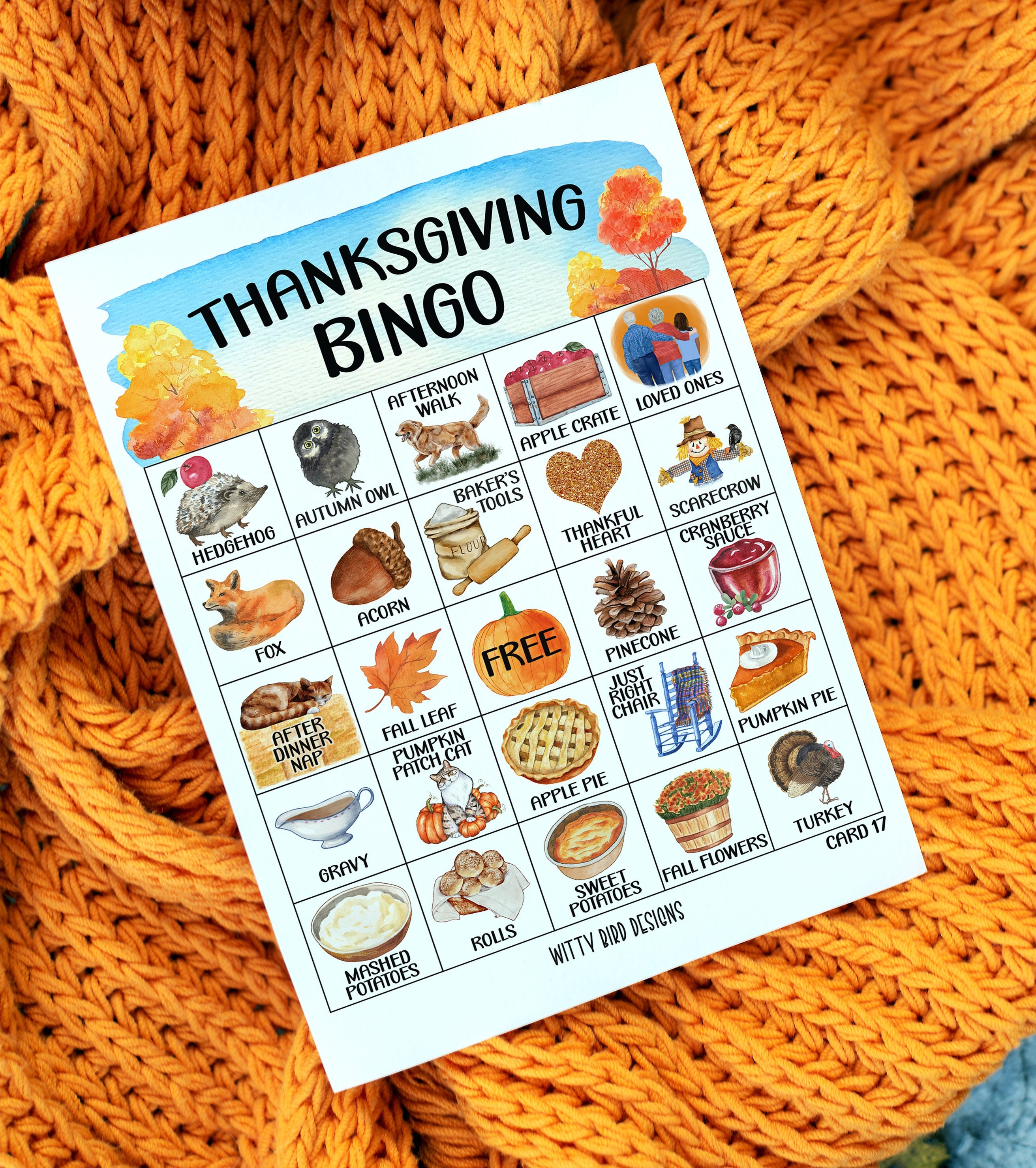 Printable Thanksgiving Bingo Game Activity With 50 Unique Cards for ...