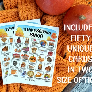 Printable Thanksgiving Bingo Game Activity With 50 Unique Cards for ...