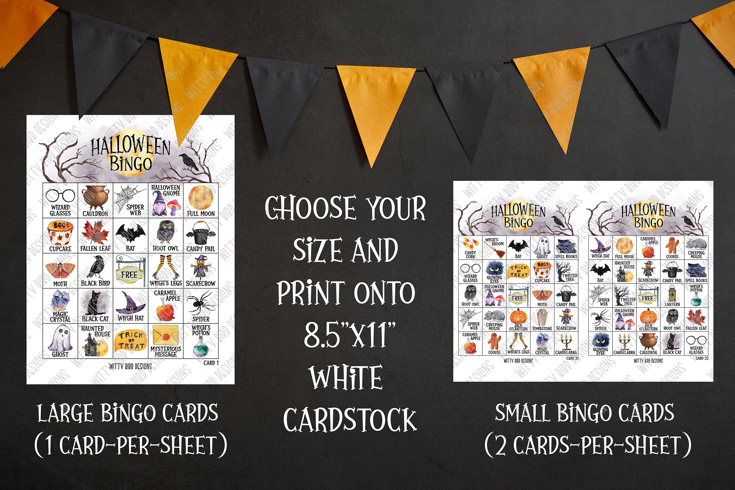 Printable Halloween Bingo Game Activity With 50 Unique Cards for Kids ...