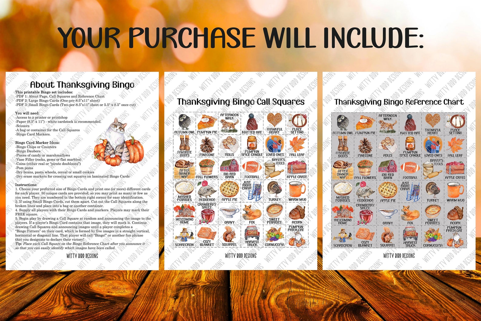 Printable Thanksgiving Bingo Game Activity With 50 Unique Cards for ...