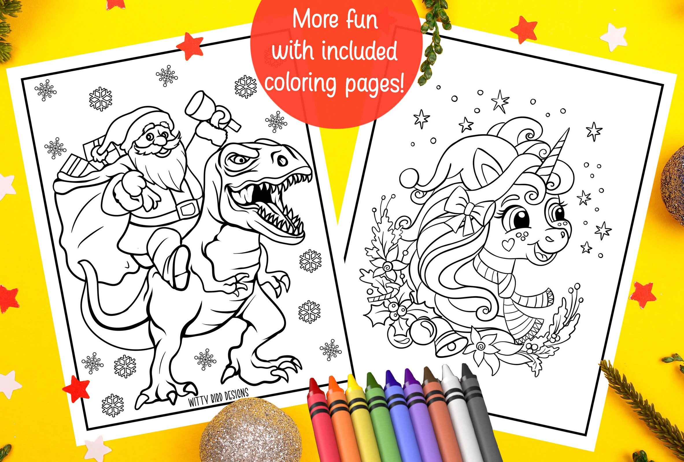 Printable Roll A Tree Christmas Unicorn and Dinosaur Game Activity ...