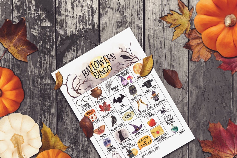 Printable Halloween Bingo Game Activity With 50 Unique Cards for Kids ...