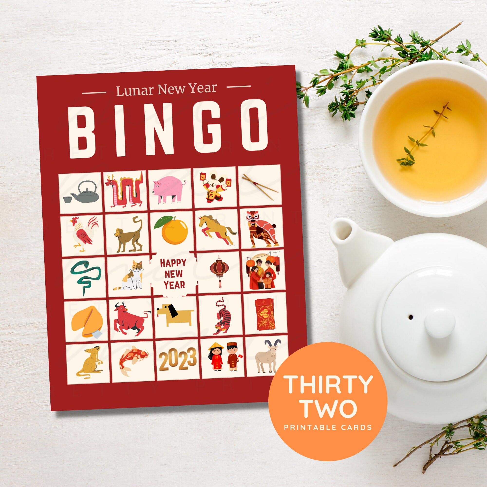 Lunar New Year Digital Bingo Printout 2023 Chinese New Year - Etsy