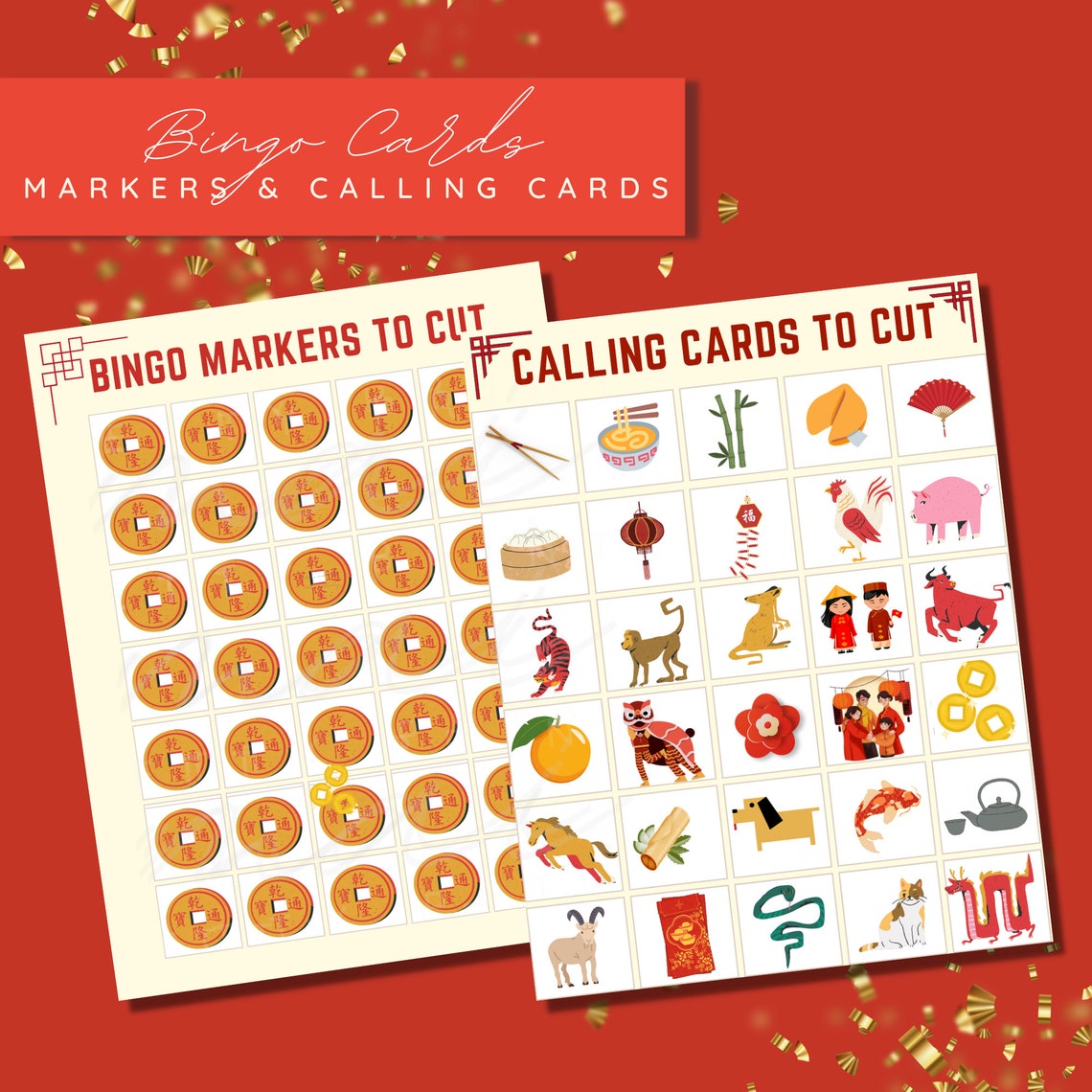 Lunar New Year Digital Bingo Printout, 2025 Chinese New Year Bingo ...