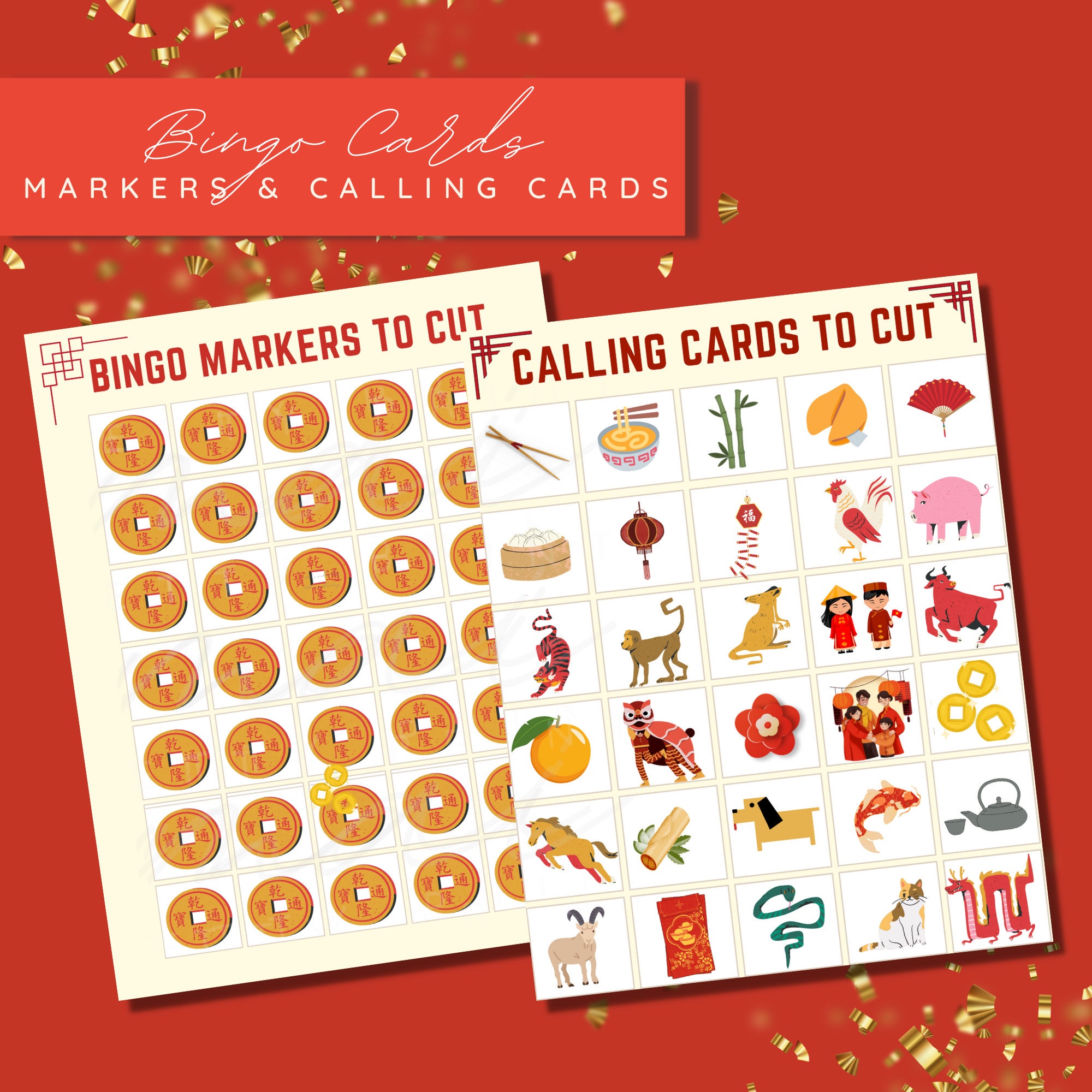 Lunar New Year Digital Bingo Printout, 2025 Chinese New Year Bingo ...