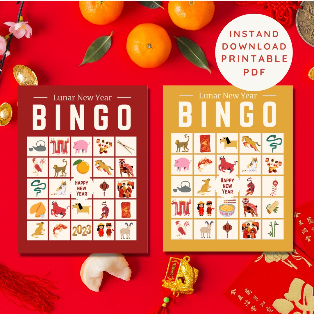 Lunar New Year Digital Bingo Printout 2023 Chinese New Year - Etsy
