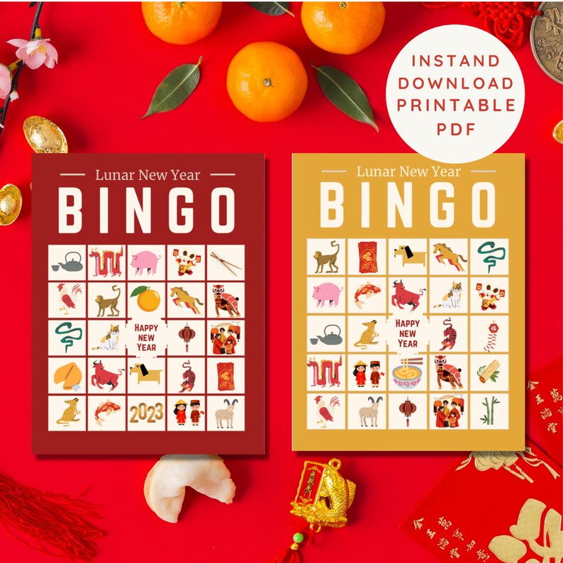 Lunar New Year Digital Bingo Printout 2023 Chinese New Year - Etsy