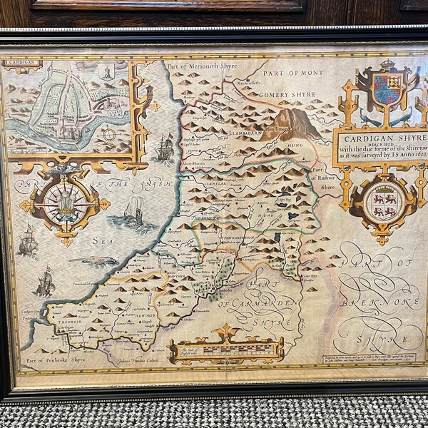 Antique Map of Wales - Etsy