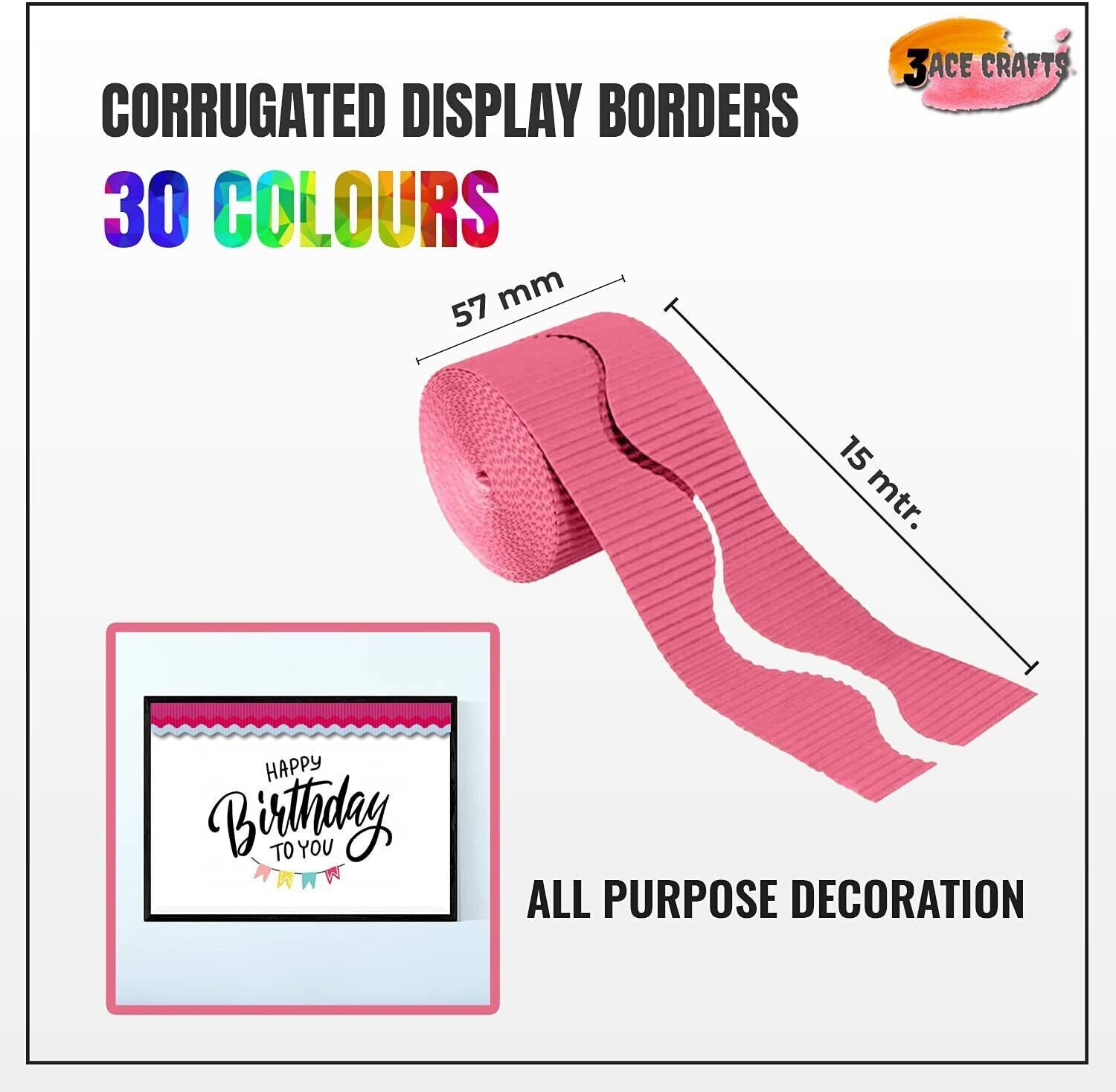 CRAFT PAPER ROLL, Display Borders Roll, White Corrugated White ...