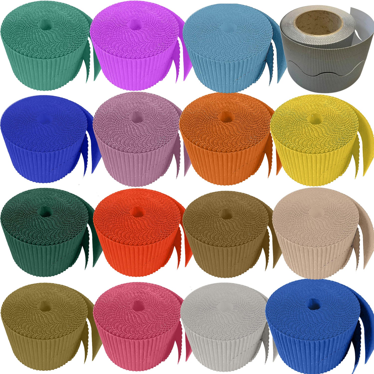 CRAFT PAPER ROLL, Display Borders Roll, White Corrugated White ...