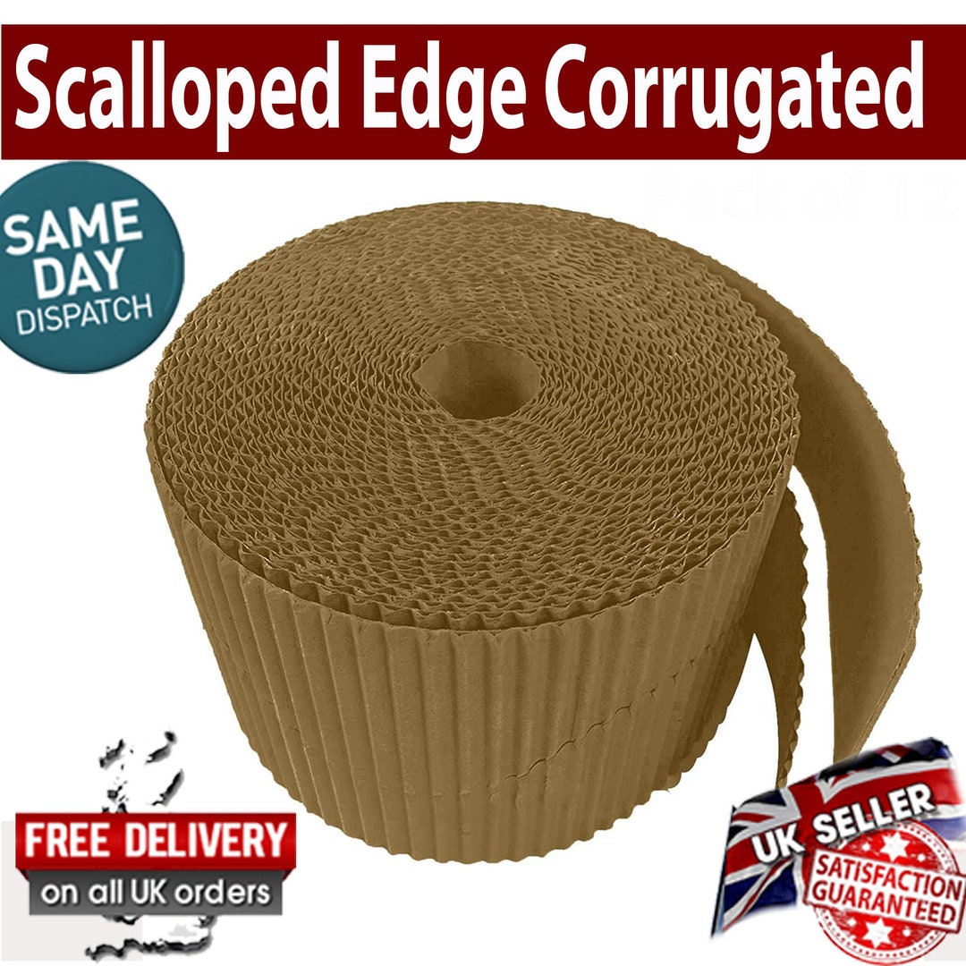 Hessian Corrugated Display Borders Roll Scalloped Edge Border Roll ...