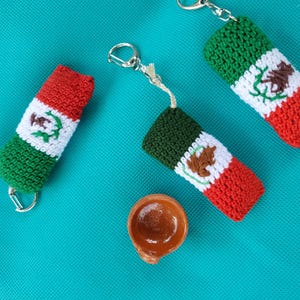 Mexican Flag Crochet Keychain Great for Small Gifts. Bandera Mexicana ...