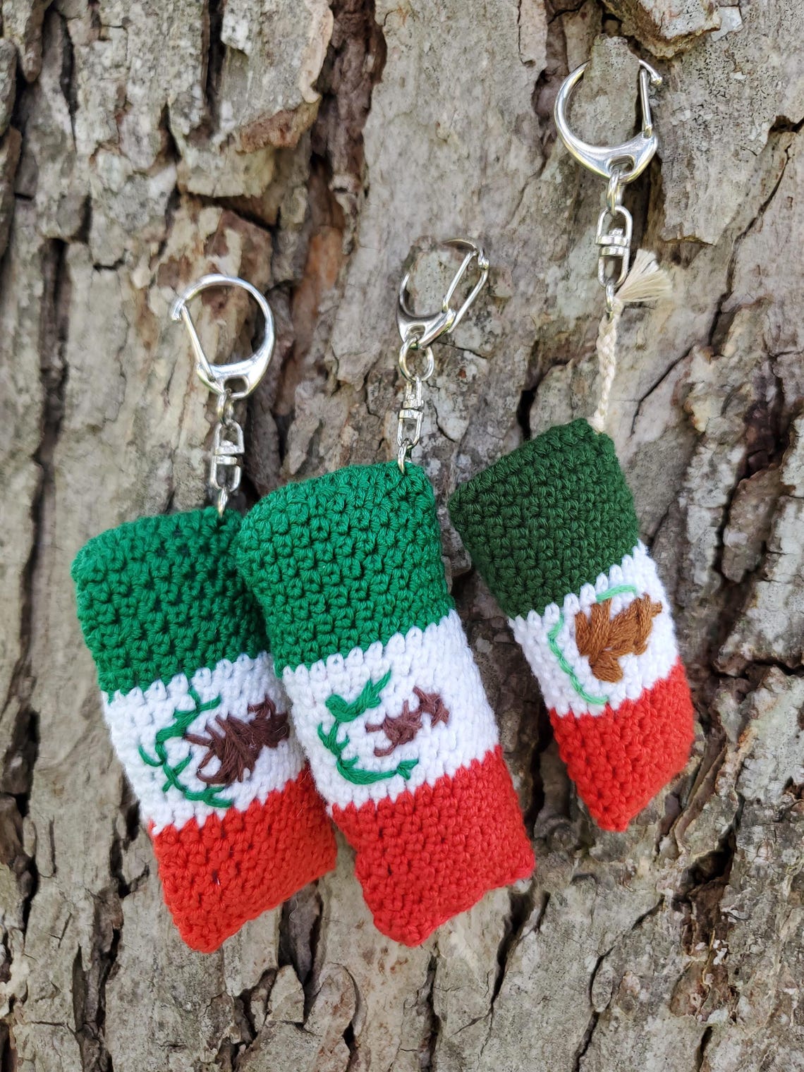 Mexican Flag Crochet Keychain Great for Small Gifts. Bandera Mexicana ...