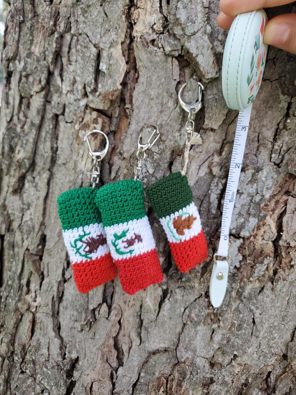 Mexican Flag Crochet Keychain Great for Small Gifts. Bandera Mexicana ...
