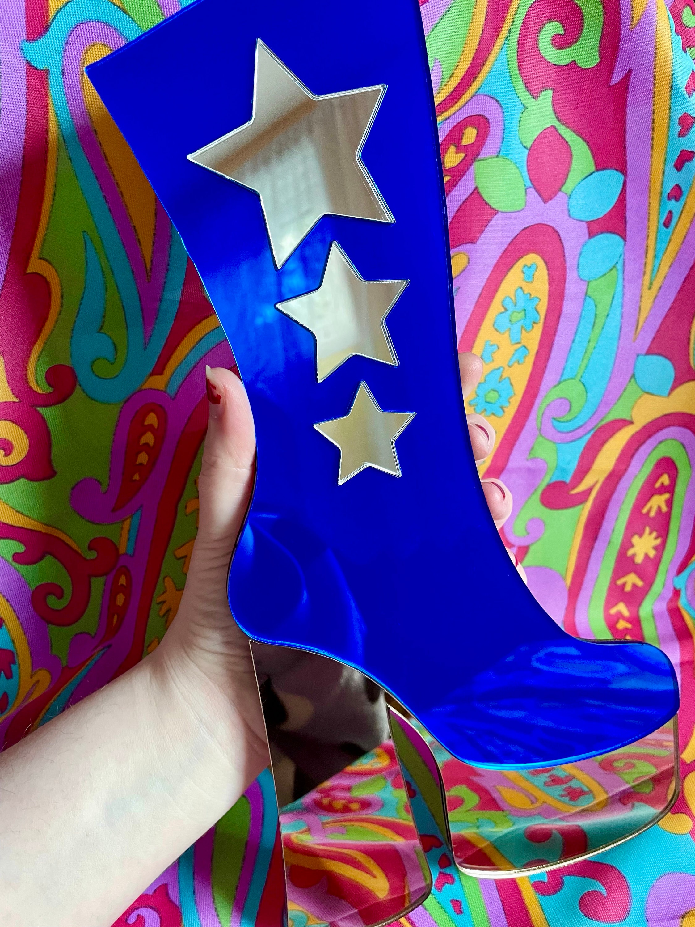 PLATFORM MIRROR HANGING | 'boogie Shoe' Wall Art | 70s Glam Rock Disco ...