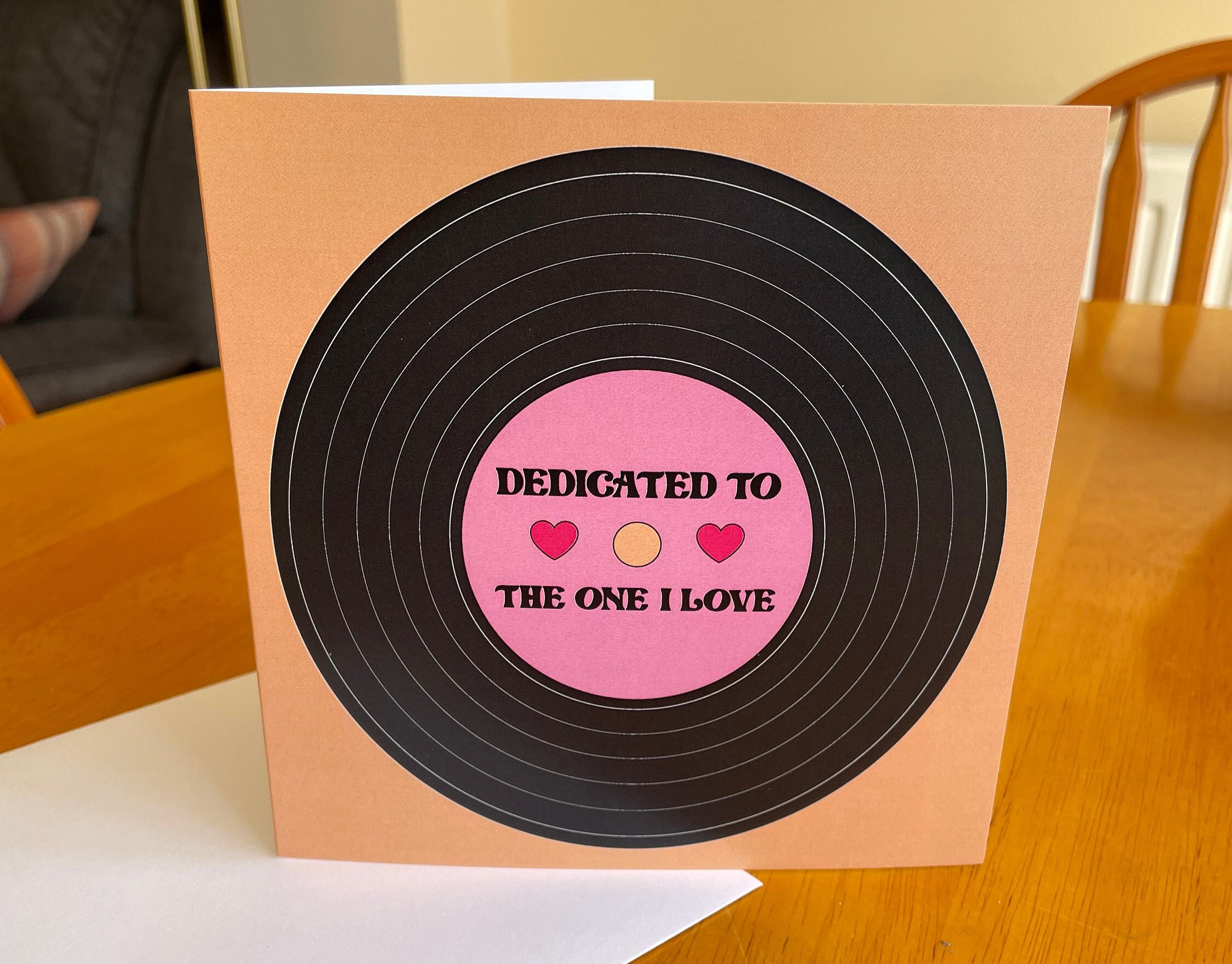 RETRO VINYL CARD 60s 70s Inspired Record Greeting Card 'dedicated to My ...