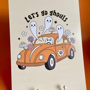 Let’s Go Ghouls Retro Halloween Art Print | 60s Inspired Ghosts in a ...