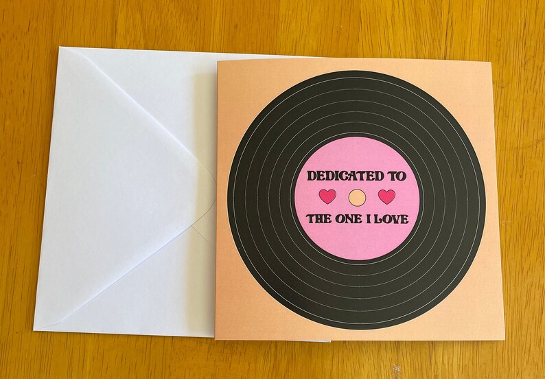 RETRO VINYL CARD 60s 70s Inspired Record Greeting Card 'dedicated to My ...