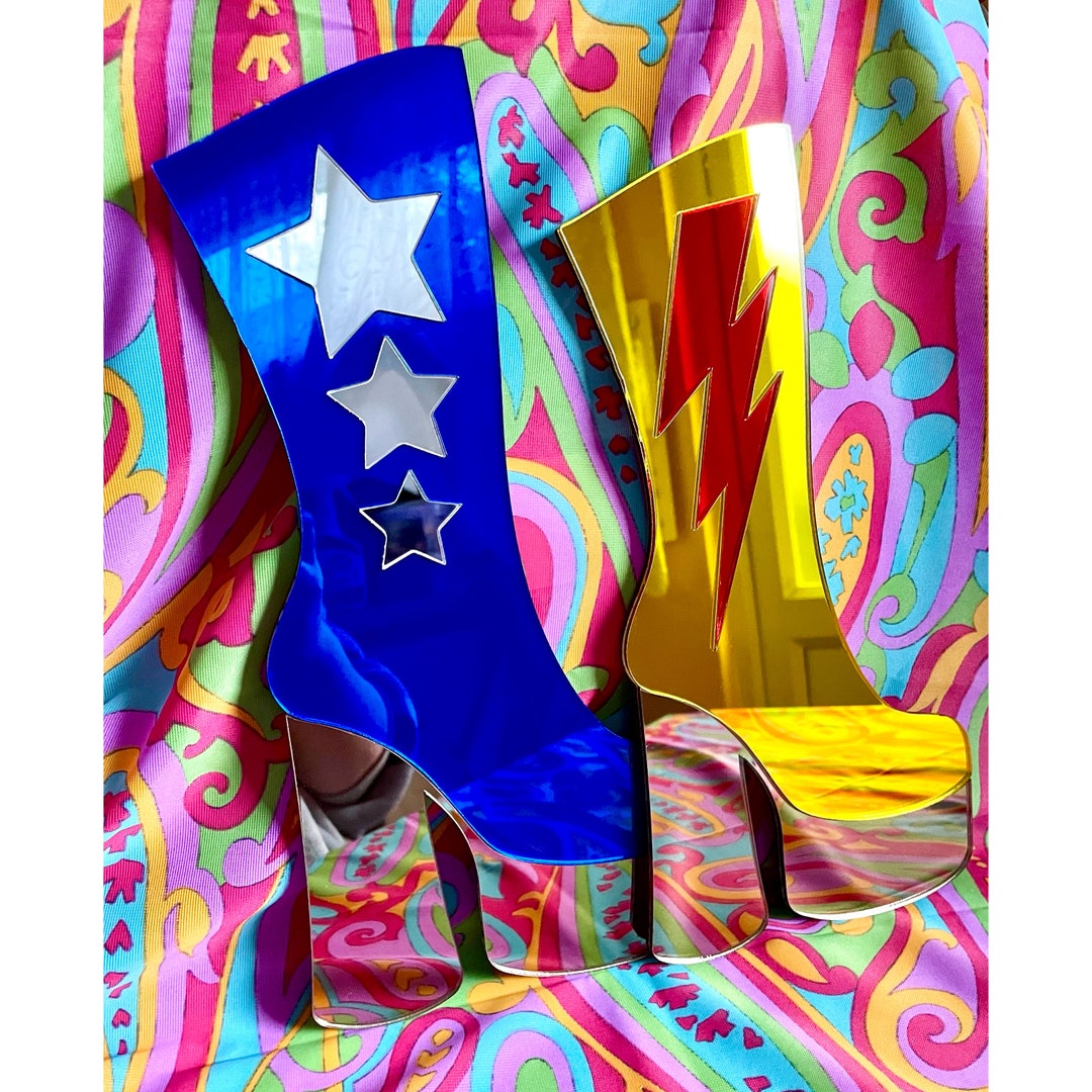 PLATFORM MIRROR HANGING - 'boogie Shoe Wall Art' - 70s Glam Rock Disco ...