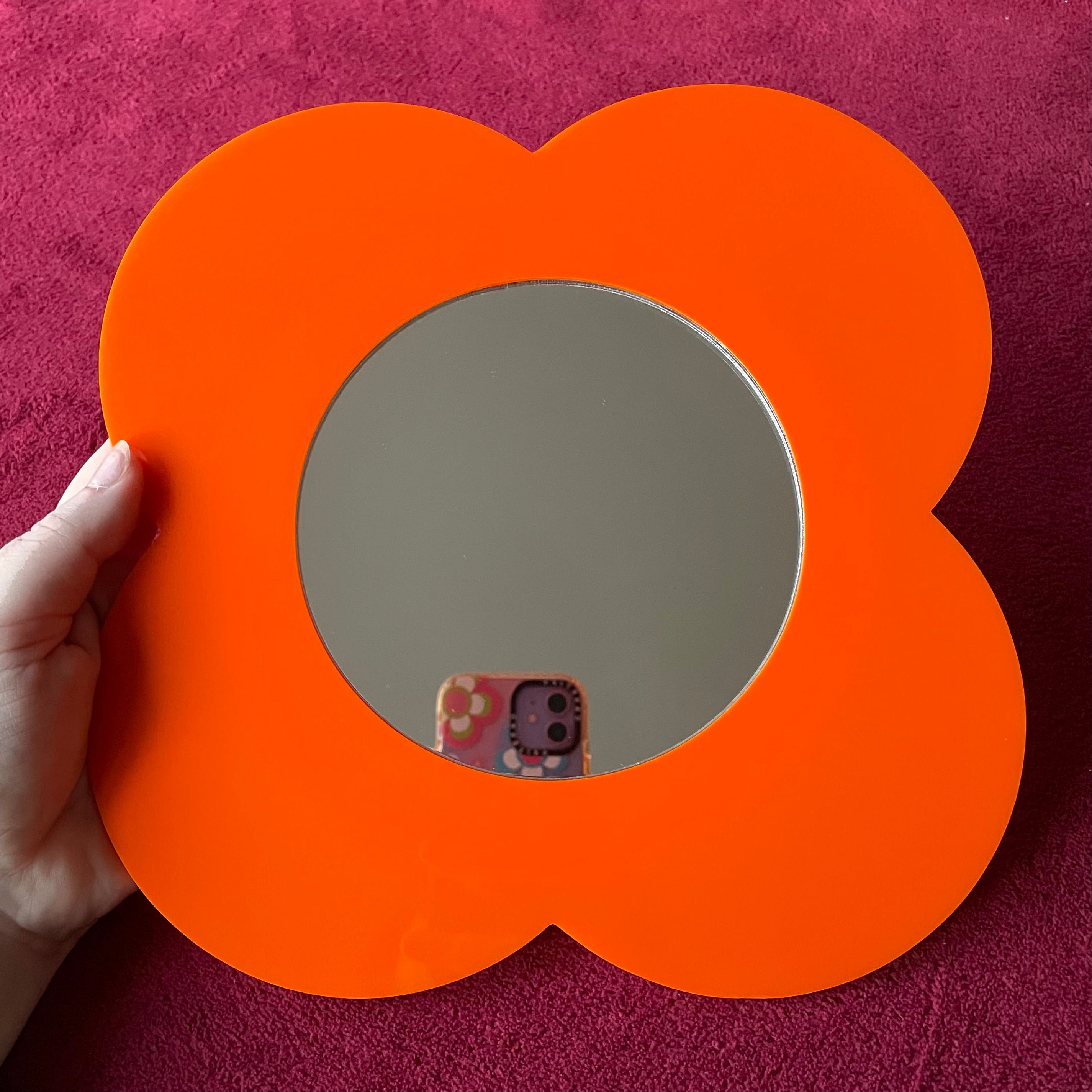60s 70s RETRO FLOWER MIRROR Acrylic 'dottie' Flower - Etsy