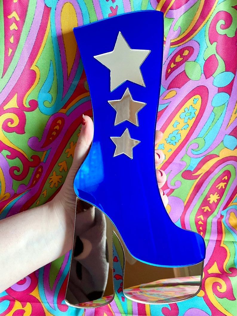 PLATFORM MIRROR HANGING | 'boogie Shoe' Wall Art | 70s Glam Rock Disco ...