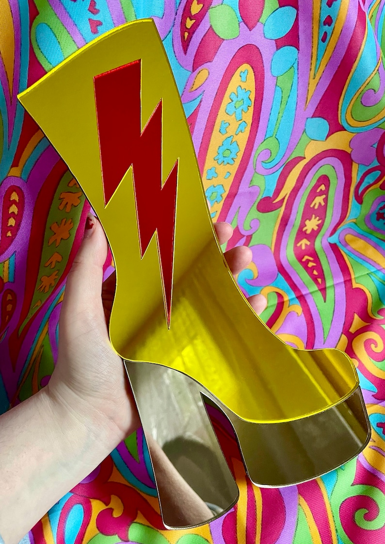 PLATFORM MIRROR HANGING | 'boogie Shoe' Wall Art | 70s Glam Rock Disco ...