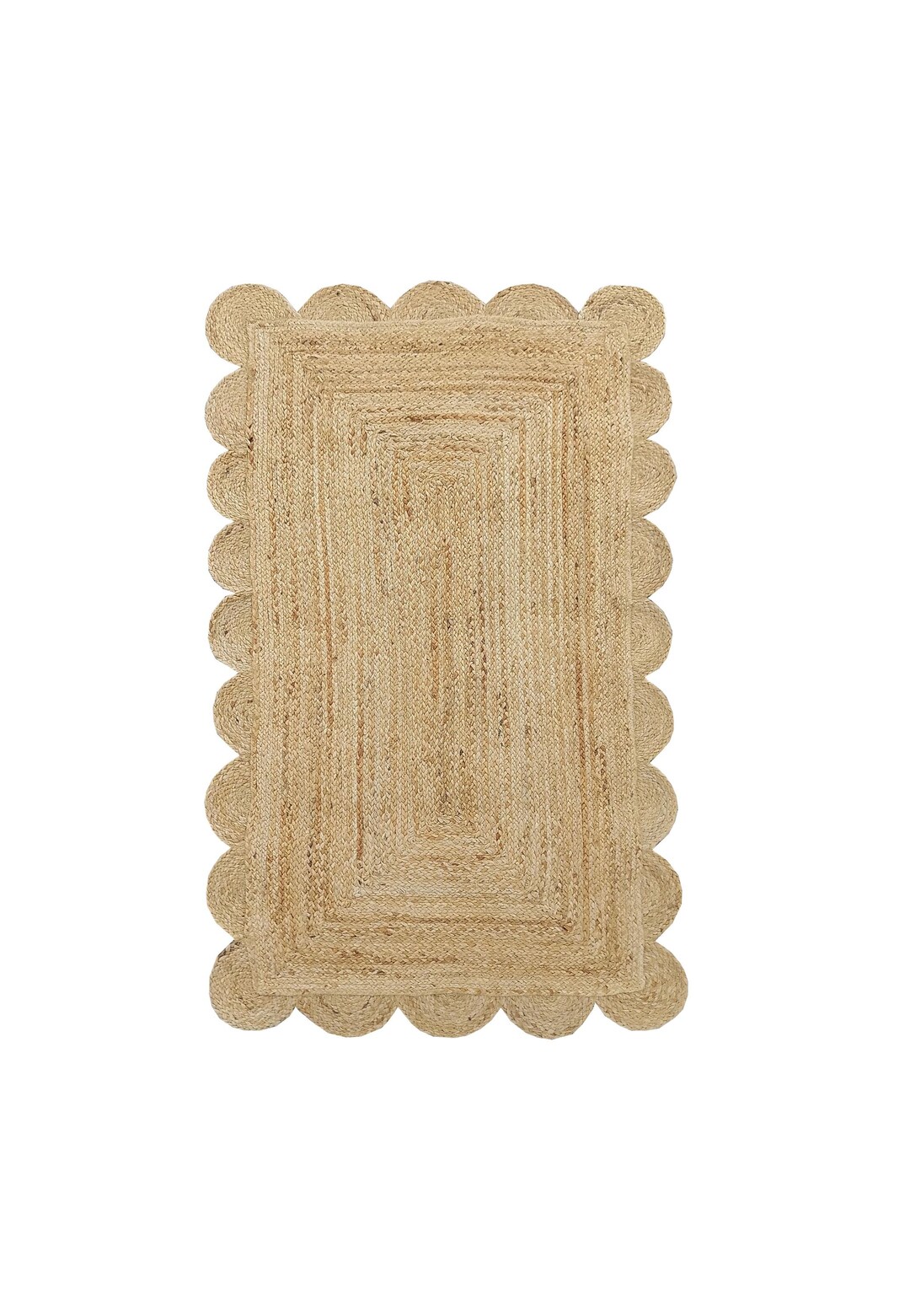 Natural Scalloped Jute Rug,scallop Pattern Rug, Natural Jute Rug ...