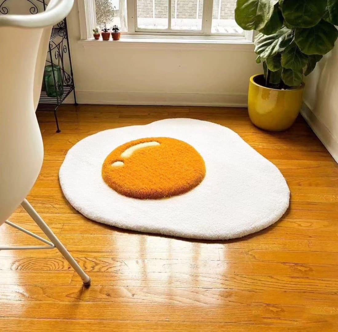 3D Fried Egg Rug Hand Tufted Carpet Pure Wool Custom Rugs Home Decor ...