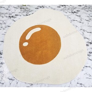 3D Fried Egg Rug | Hand Tufted Carpet | Pure Wool | Custom Rugs | Home ...
