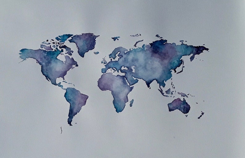 World Map Original Painting - Etsy