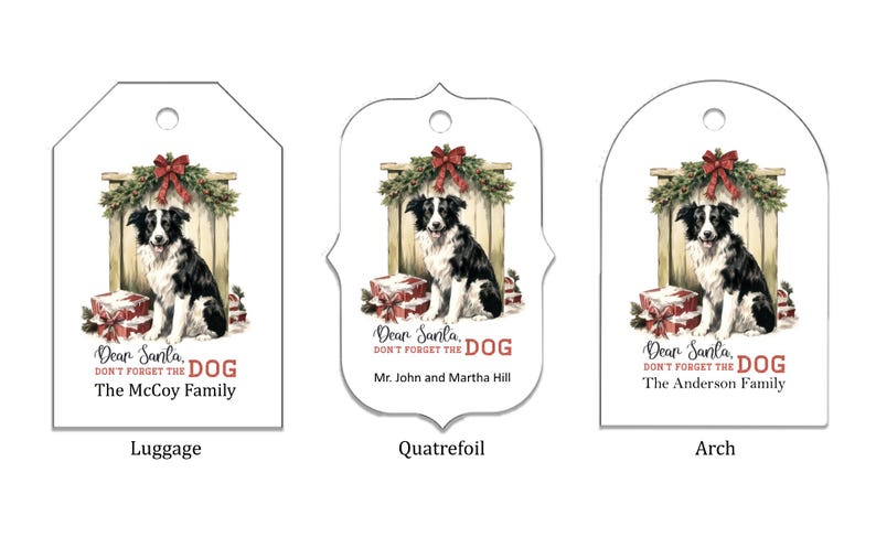 Personalized Christmas Tags, Printed Christmas Tag, Dog Christmas Tags ...