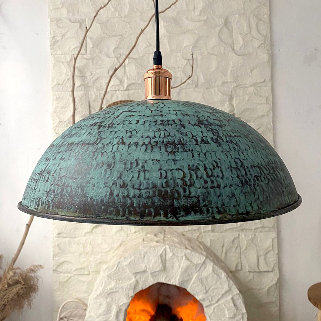 Dome Oxidized Industrial Copper Pendant Light Custom Copper Handmade Light From Indonesia Etsy