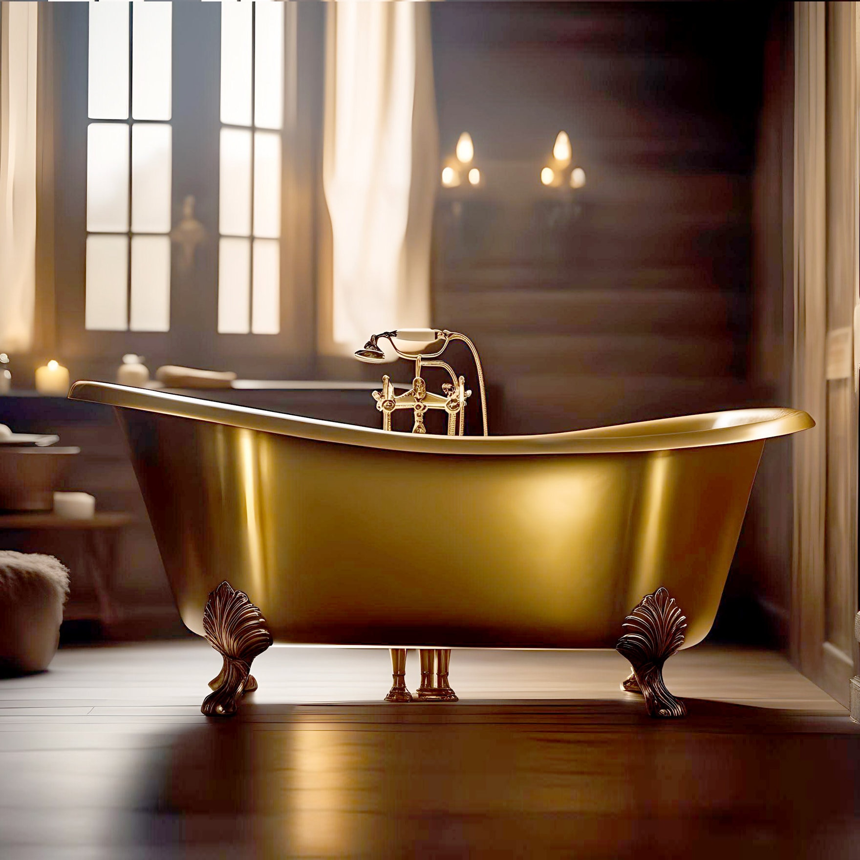 Gold Clawfoot Brass Soaking Tub, Custom Bathtub Handmade From Indonesia ...
