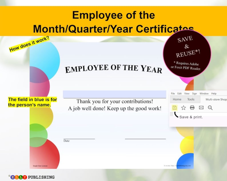 Certificate, Award, Recognition, Appreciation, Employee, Month, Quarter ...