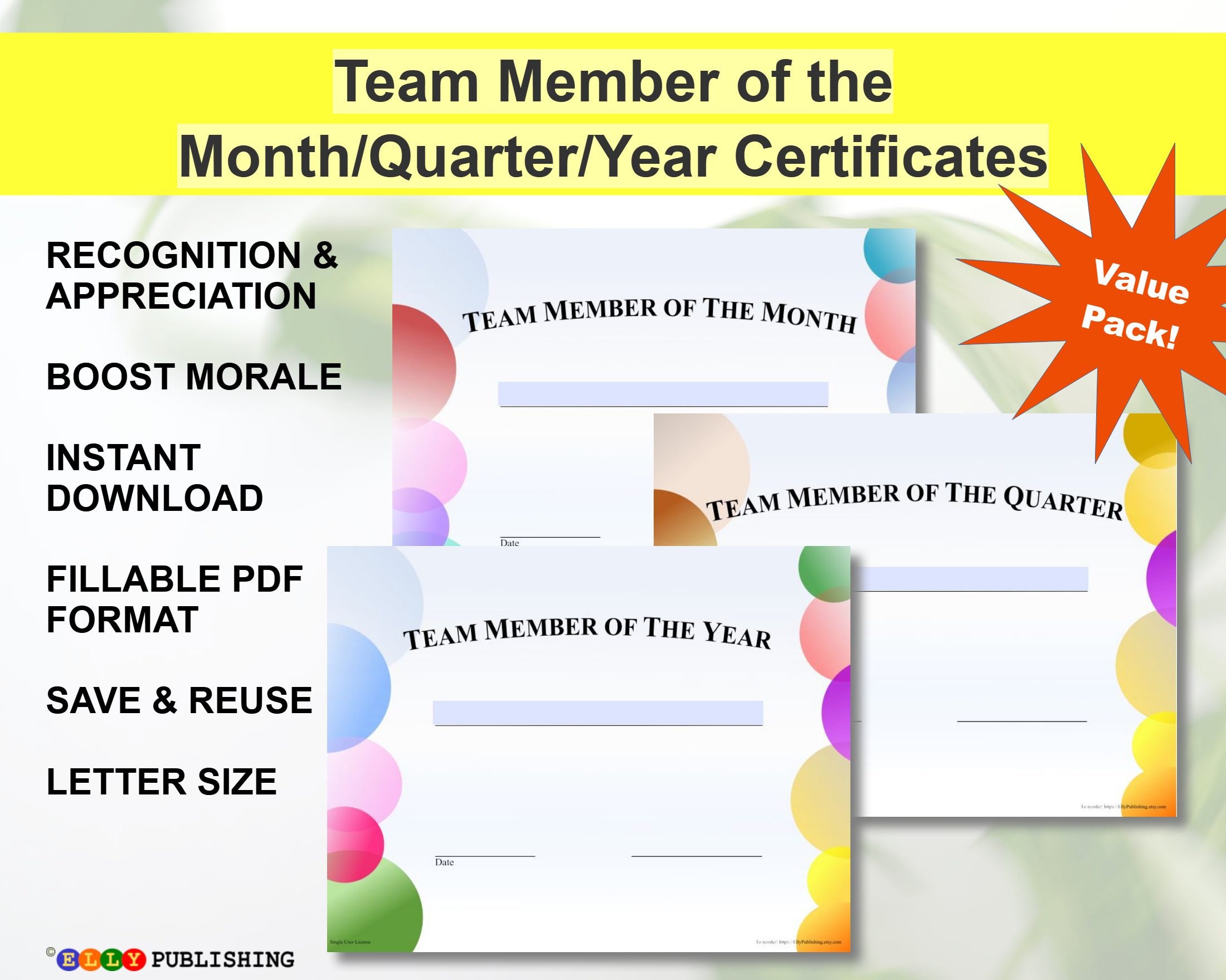 Team, Member,month, Quarter, Year, Certificate, Award, Recognition ...