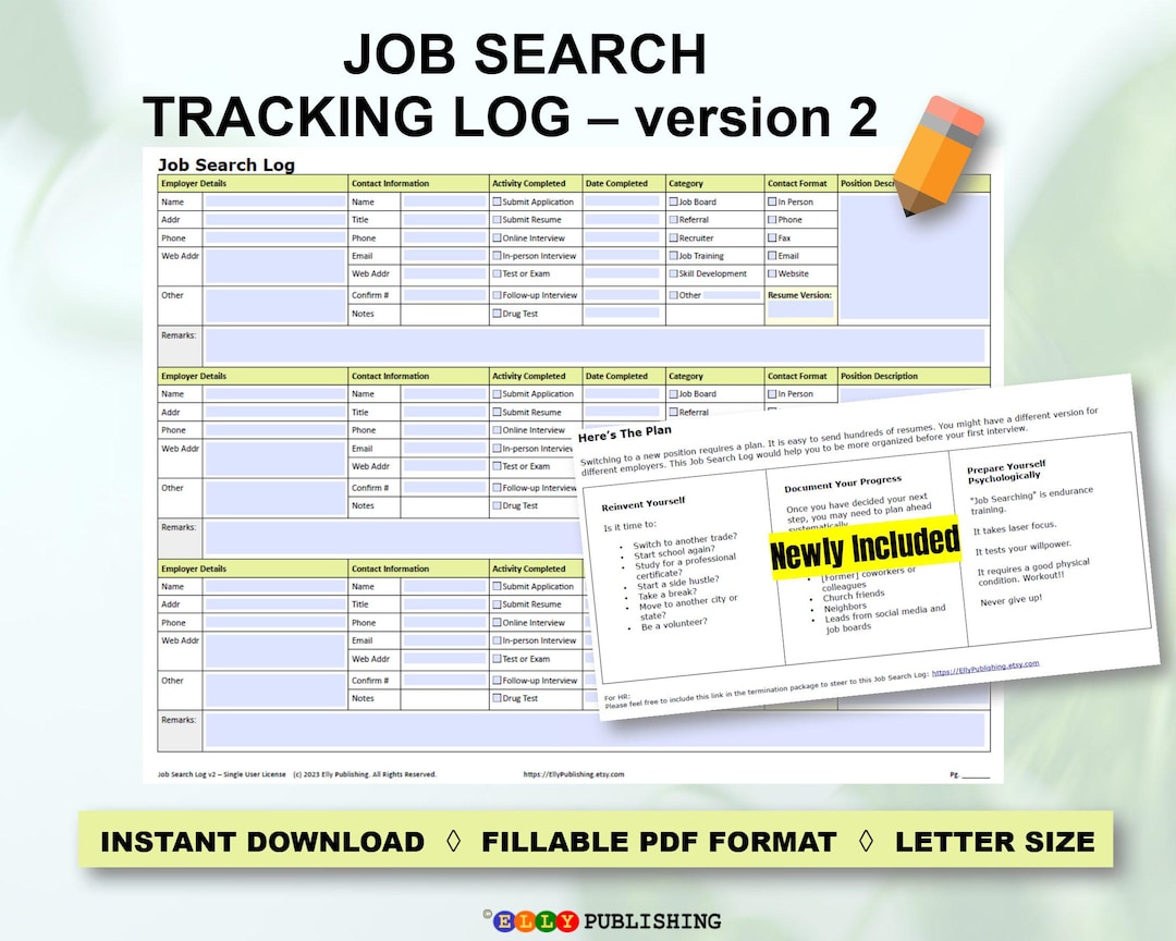 Job Search Tracking Log Worksheet, Job Searching, Job Search Tracking ...