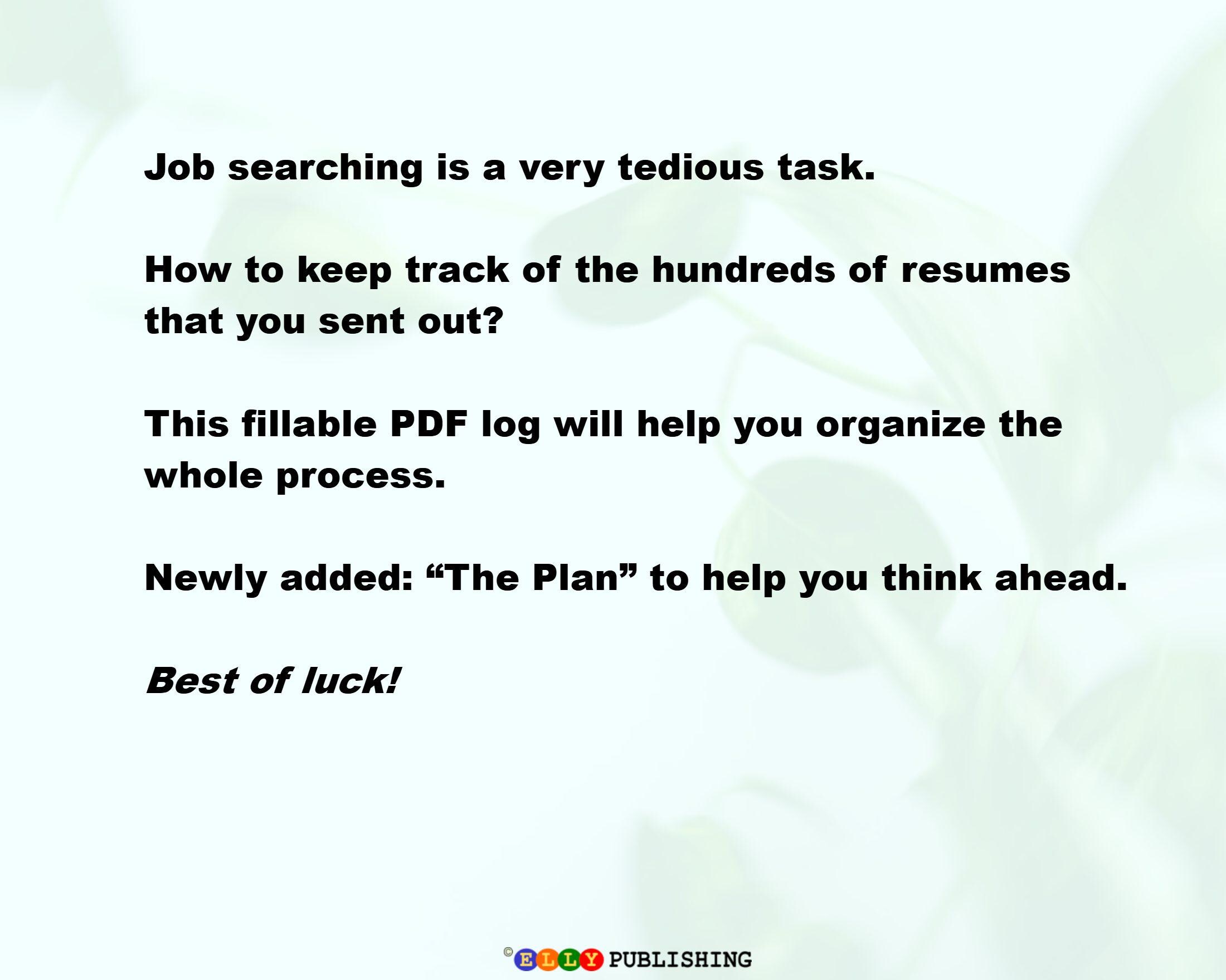 Job Search Tracking Log Worksheet, Job Searching, Job Search Tracking ...