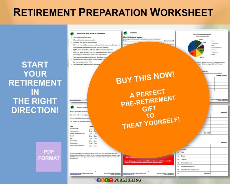Retirement Preparation Worksheet,retirement Planning,retirement ...