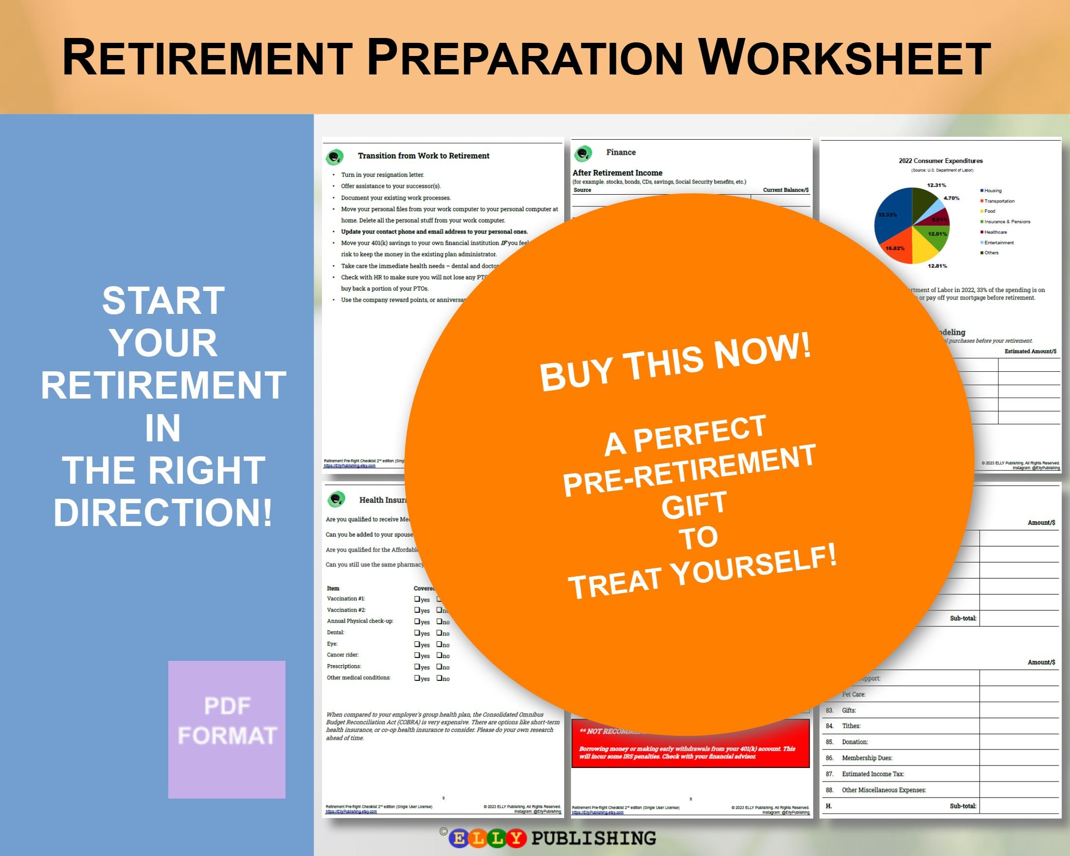 Retirement Preparation Worksheet,retirement Planning,retirement ...