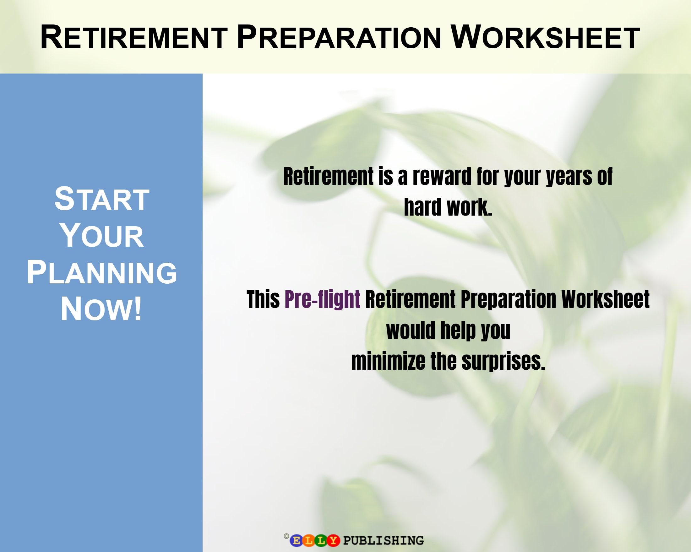 Retirement Preparation Worksheetretirement - Etsy