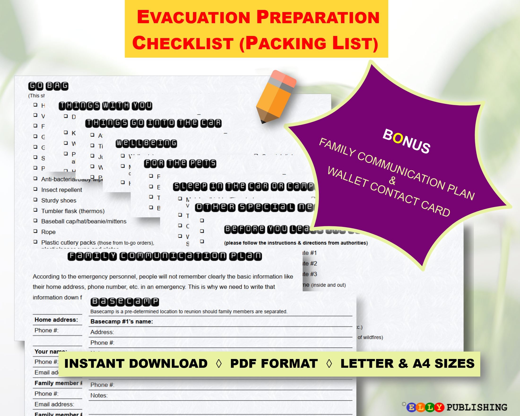 Evacuation Prep Checklist, Go Bag Pack List, Wildfires, Flood, Tornado ...