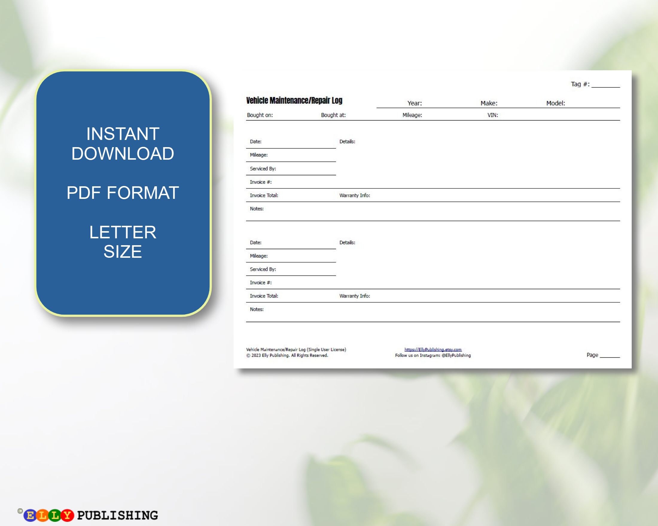 Vehicle Maintenance Logs | Car Service Log | Auto Repair Log ...