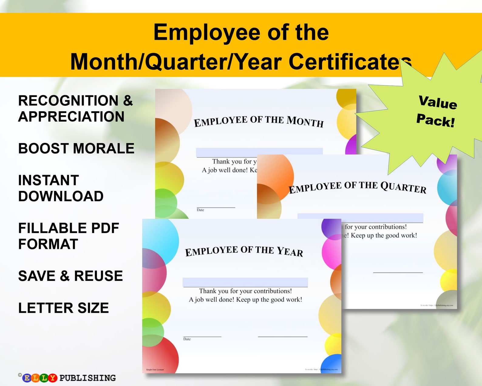 Certificate, Award, Recognition, Appreciation, Employee, Month, Quarter ...