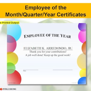 Certificate, Award, Recognition, Appreciation, Employee, Month, Quarter ...