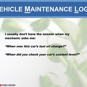 Vehicle Maintenance Logs Car Service Log Auto Repair Log Automobile ...