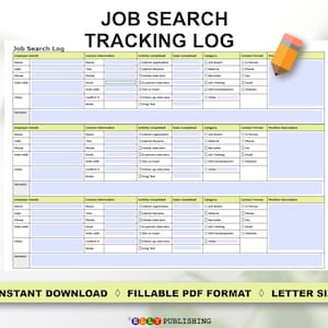 Job Search Tracking Log Worksheet, Job Searching, Job Search Tracking ...